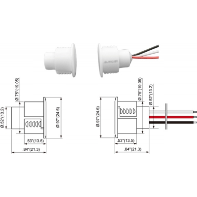 TANE SD-72C-WH RECESSED STEEL DOOR REED SWITCH SPDT GAP 28MM 19.05MM ...
